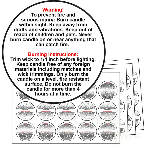 Candle Warning Labels 5CM Candle Creations